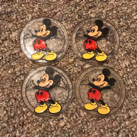 Other | Vintage Mickey Mouse Coasters Set Of 4 Round | Poshmark